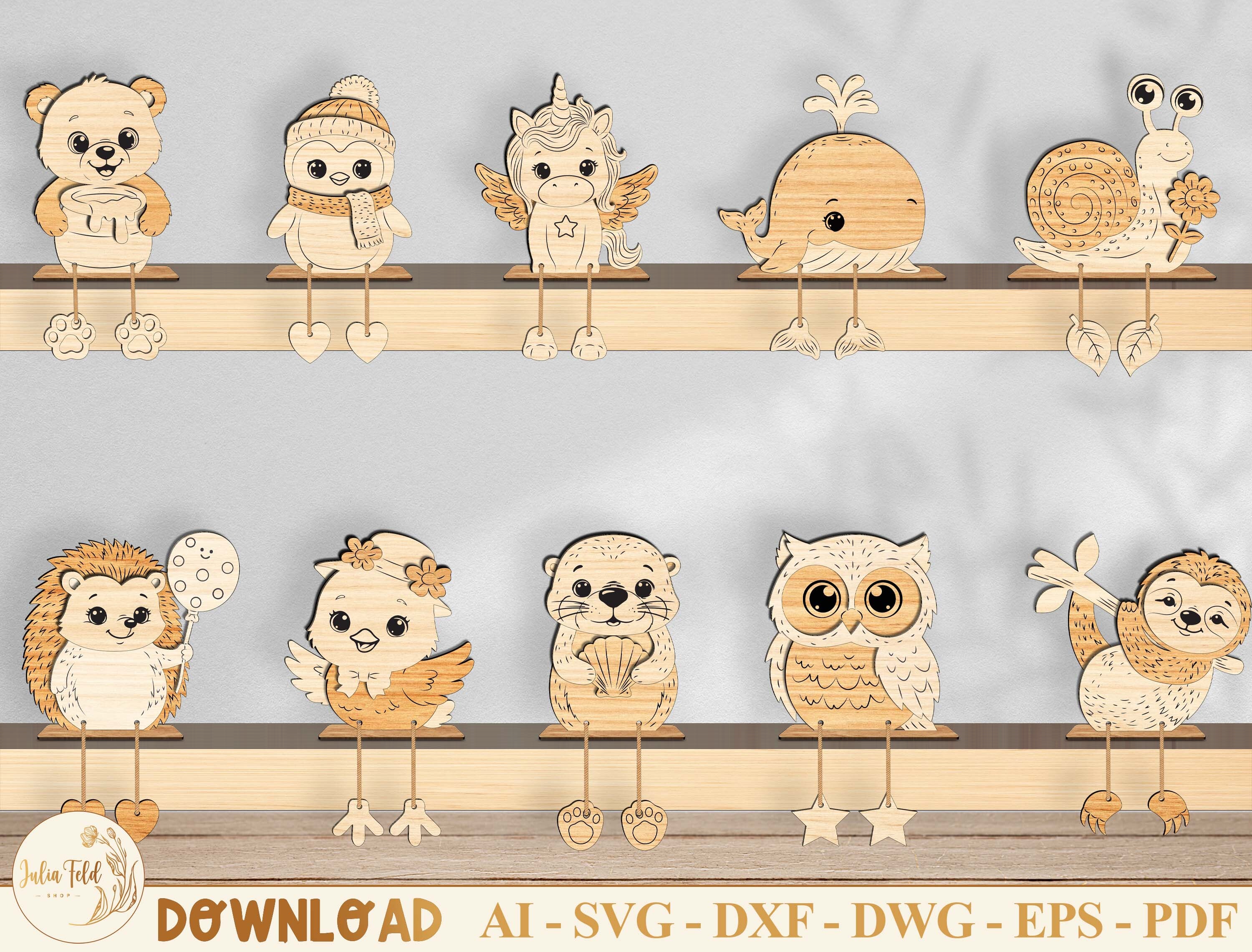 Cute Hanging Animal SVG Bundle · Creative Fabrica