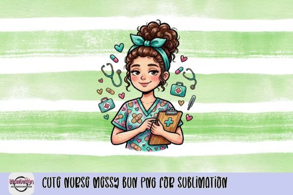 Cute Nurse Messy Bun PNG for Sublimation Graphic by BbowDesign ...