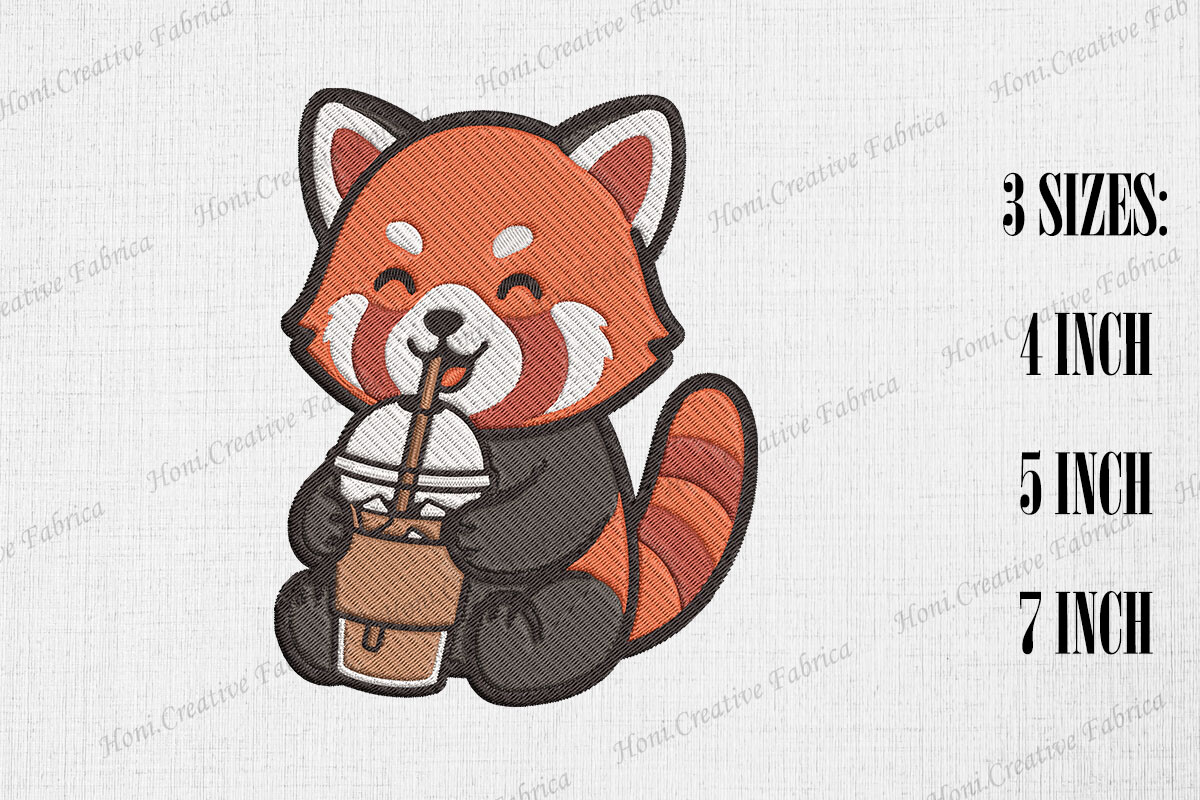 Cute Red Panda Loves Iced Coffee · Creative Fabrica