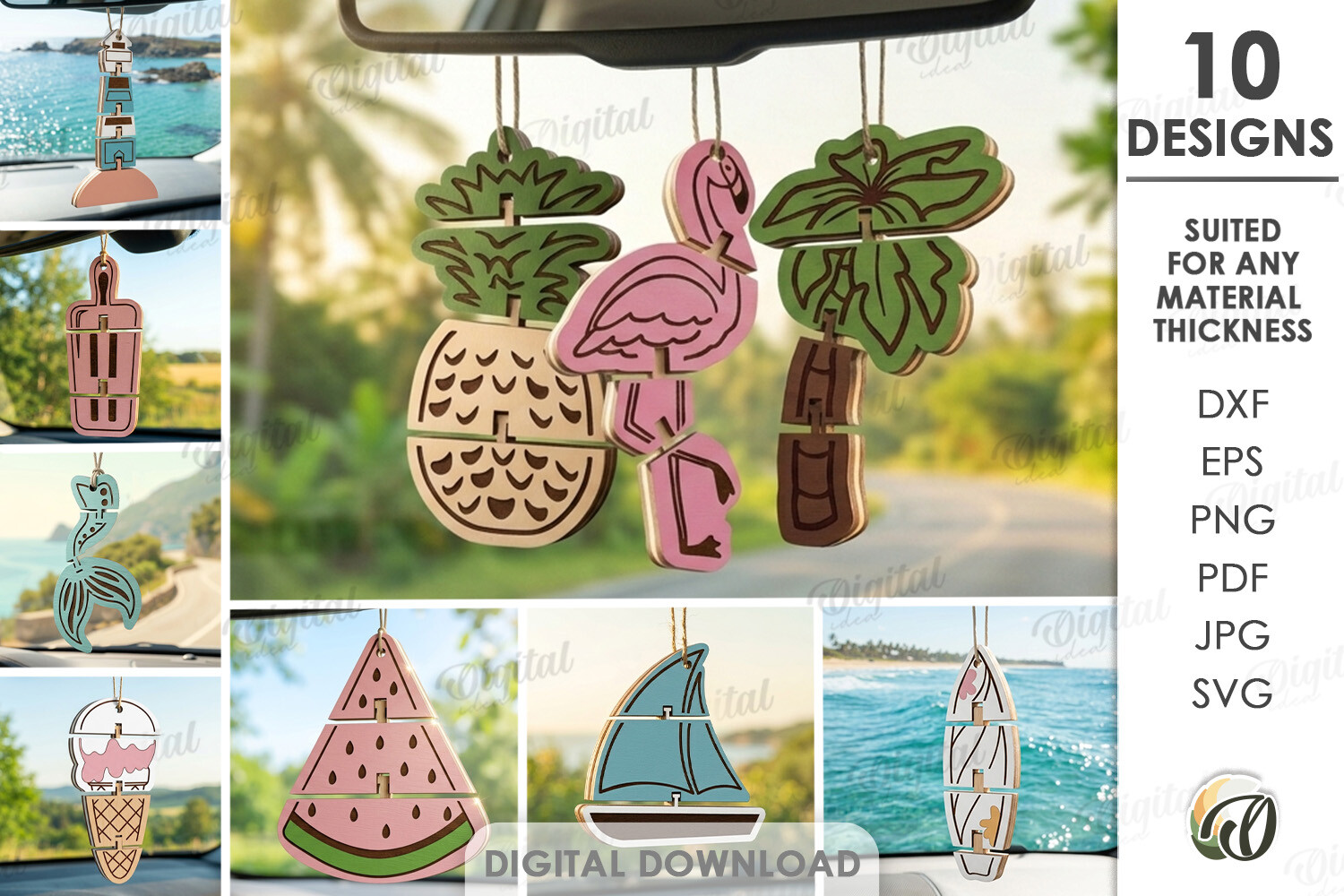 Flexible Car Charms Bundle Laser Cut · Creative Fabrica