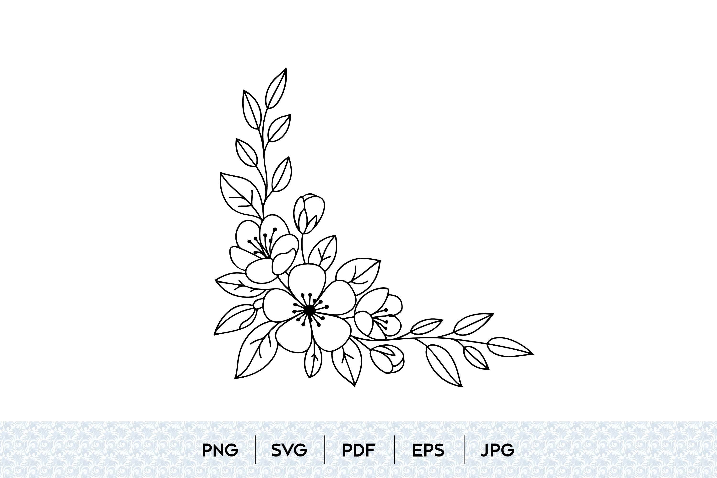 Floral Corner Border SVG Design Graphic by Team RAS · Creative Fabrica