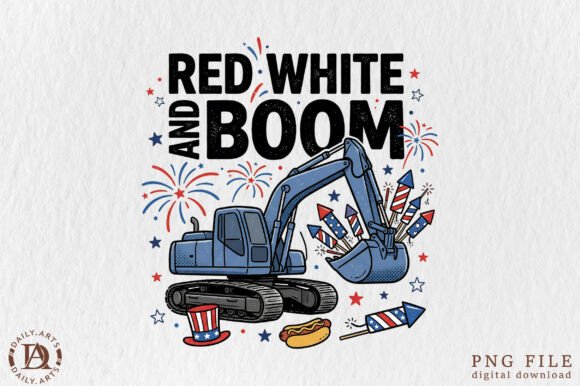 Kids Patriotic Excavator PNG Graphic by daily.arts · Creative Fabrica