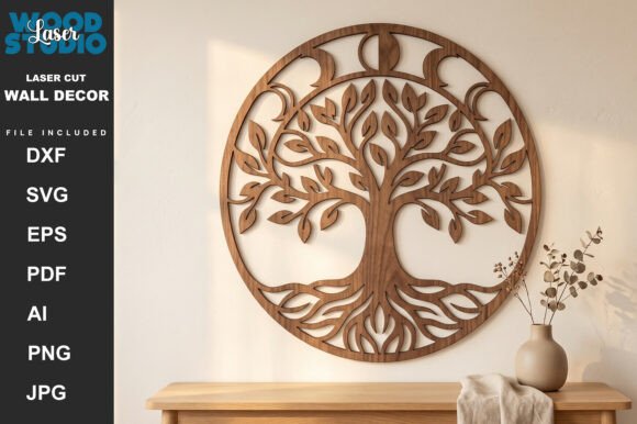 Laser Cut Moon Tree Wall Art SVG · Creative Fabrica