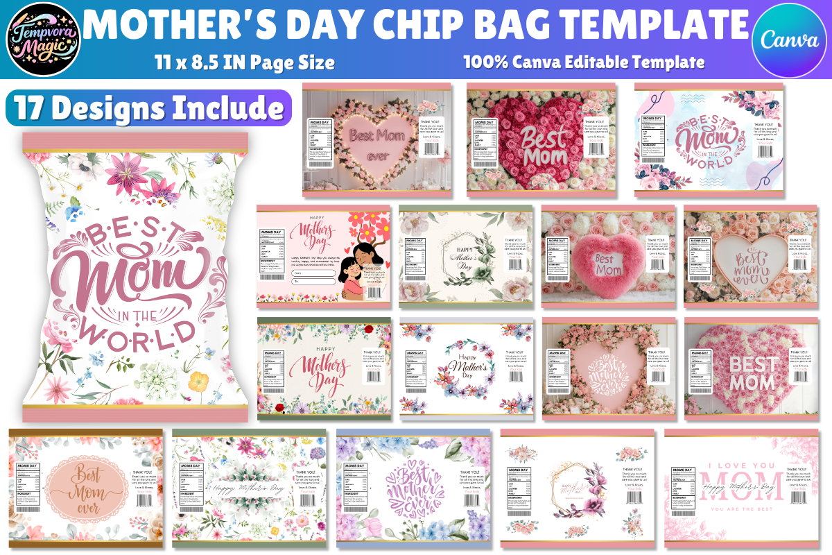 Mother’s Day Chip Bag Canva Template Graphic by Canva Magic · Creative ...