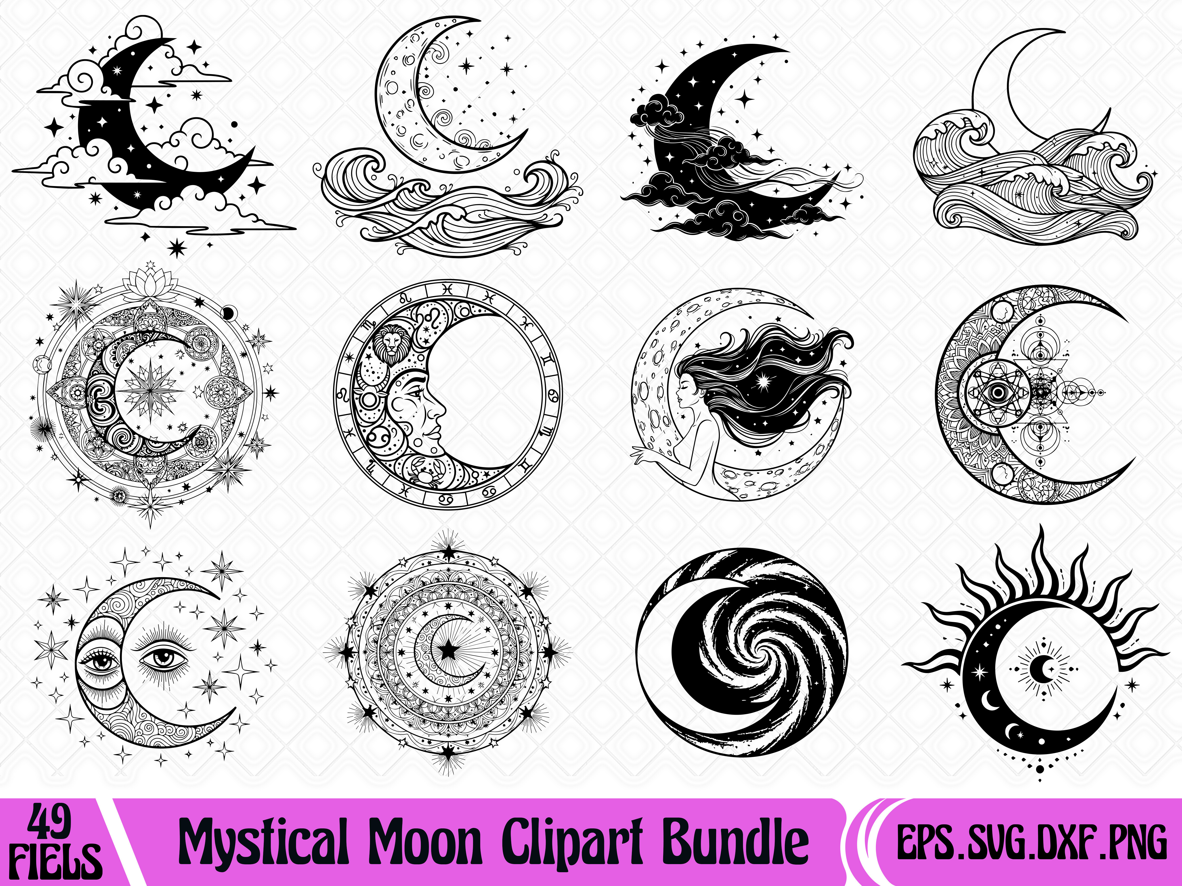 Mystical Moon SVG Bundle Graphic by mdshafiqulislam259 · Creative Fabrica
