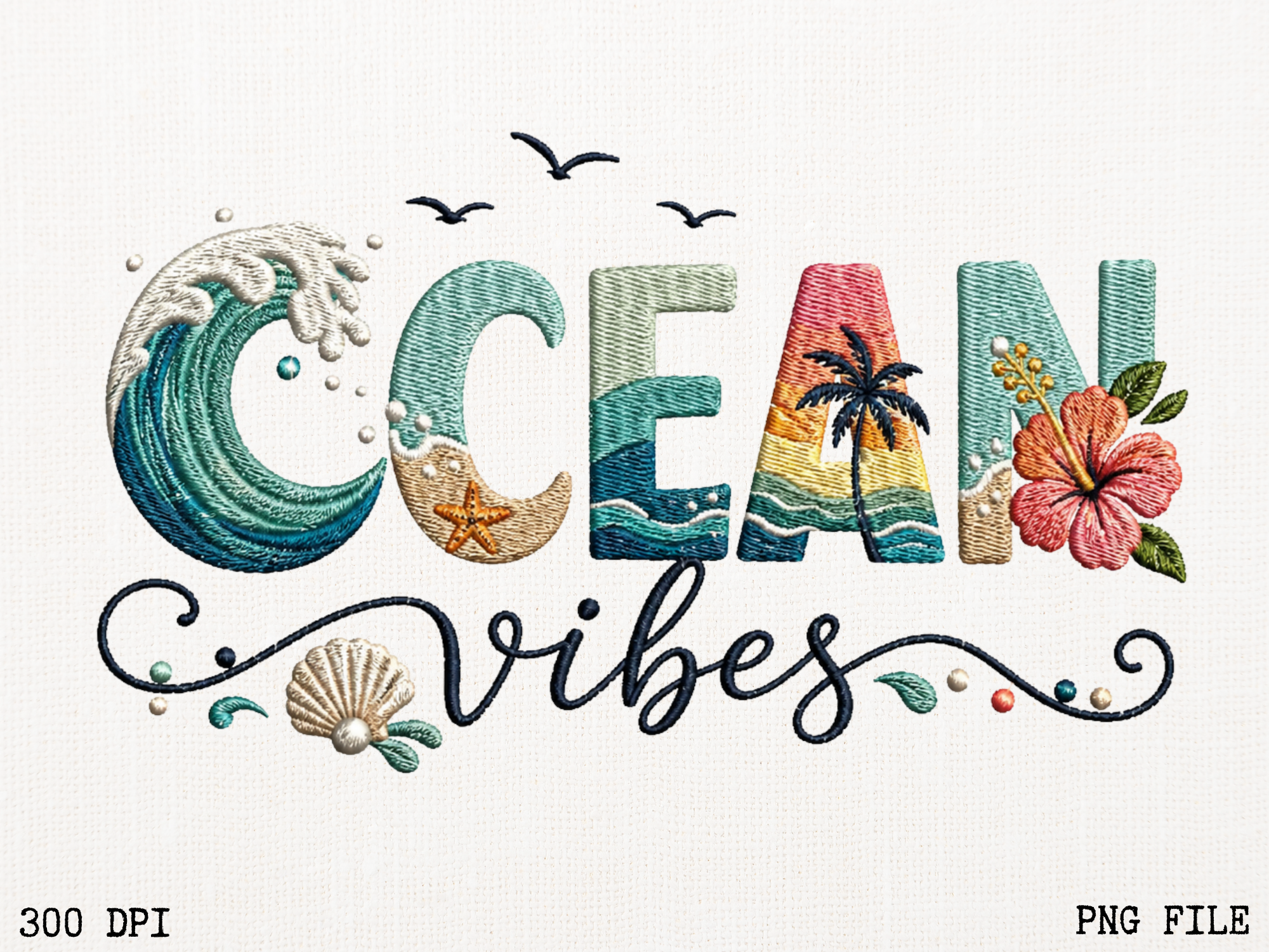 Ocean Vibes PNG | Coastal Summer Quote D Graphic by Craftcity ...