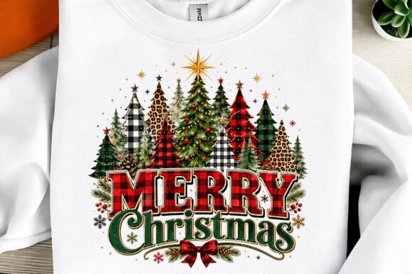 Plaid and Leopard Print Christmas Trees Graphic by GatewayDesign ...