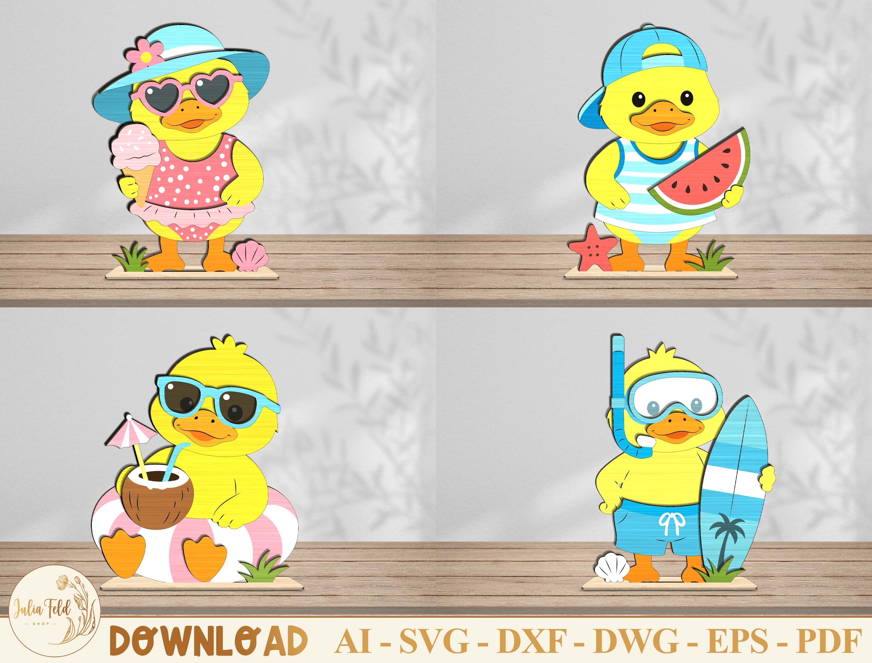 Summer Duck Laser Cut File SVG Bundle · Creative Fabrica
