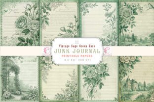 Vintage Sage Green Rose Junk Journal Graphic by Craftfiles-SVG ...