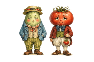 Vintage Vegetable Gentlemen Clipart PNG Graphic by dogstar4535 ...