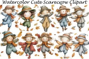 Watercolor Cute Scarecrow Clipart Graphic by clipart · Creative Fabrica