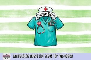Watercolor Nurse Life Scrub Top PNG Design Graphic by BbowDesign ...