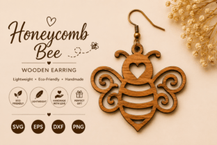 Wooden Bee Earrings SVG Laser Cut Files · Creative Fabrica