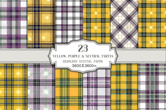 Yellow, Purple & Neutral Tartan Seamless Graphic by Vectornest12 ...