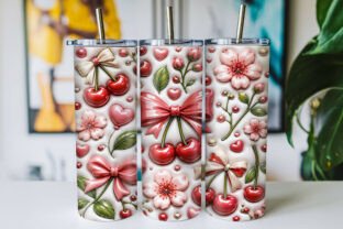 3D Inflated Cherry Bow Tumbler Wrap PNG Graphic by iRobinIslam ...