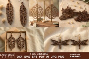 5 Geometric Earrings Laser Cut SVG · Creative Fabrica