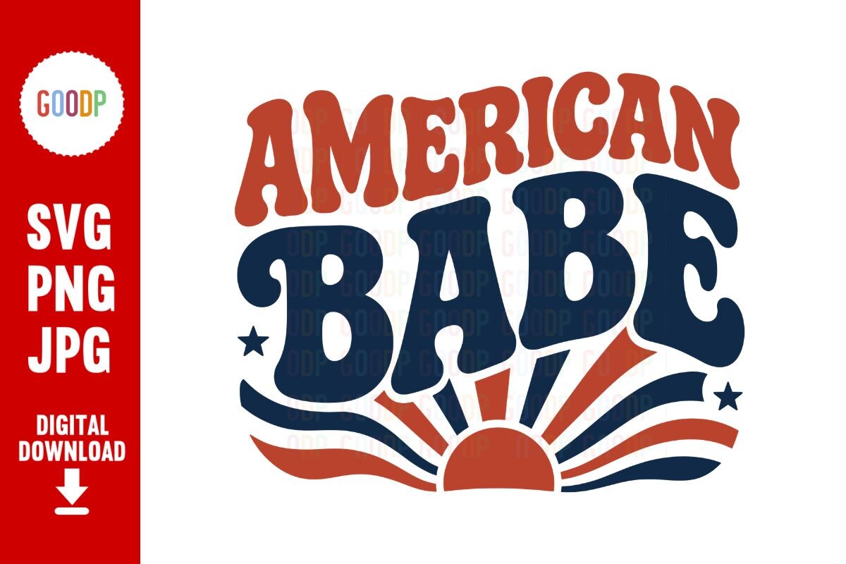 American Babe Retro Sunburst SVG Graphic by GoodPShop · Creative Fabrica