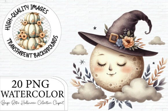 Beige Retro Halloween Collection Clipart Graphic by Artoya · Creative ...