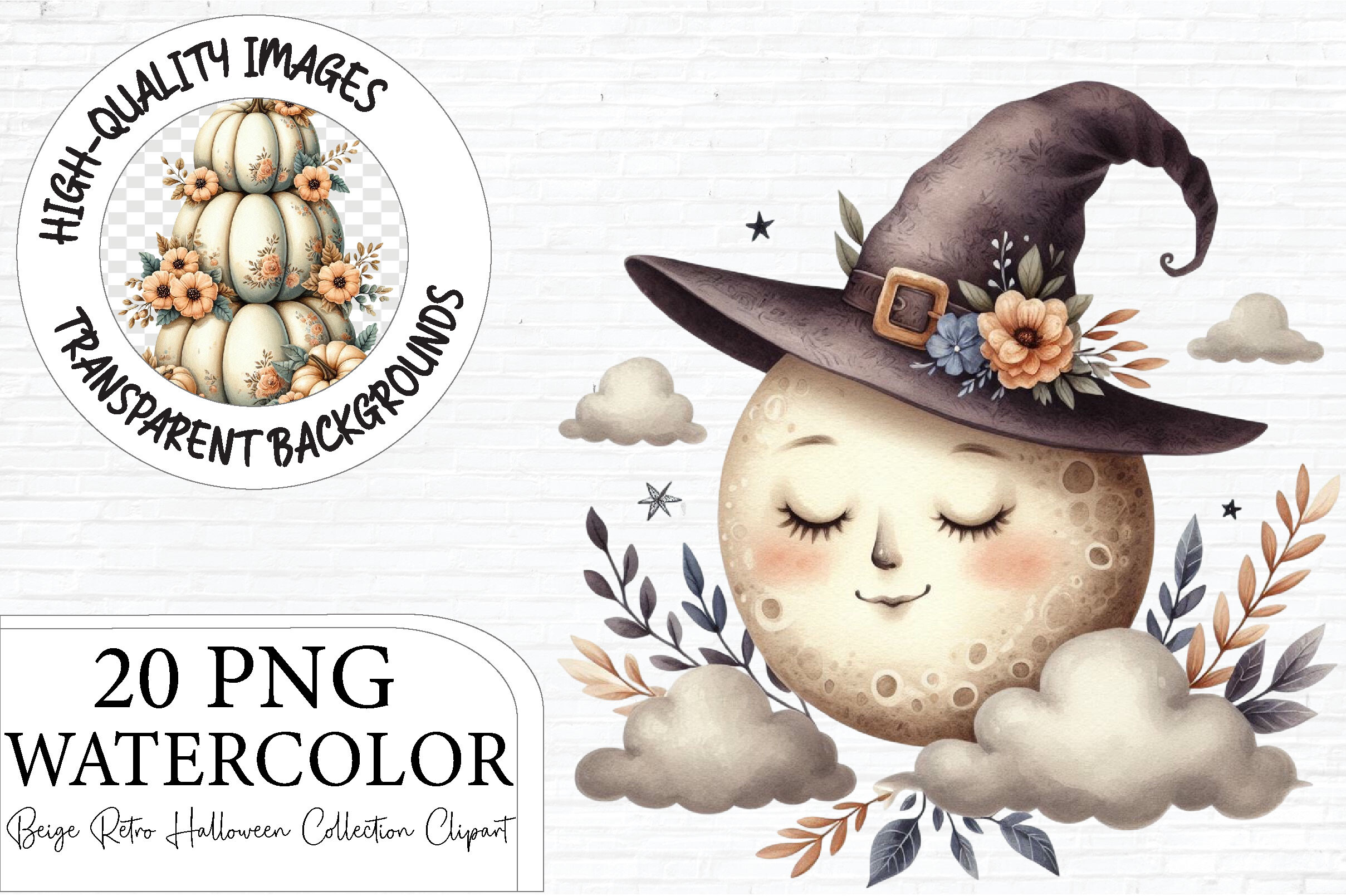 Beige Retro Halloween Collection Clipart Graphic by Artoya · Creative ...