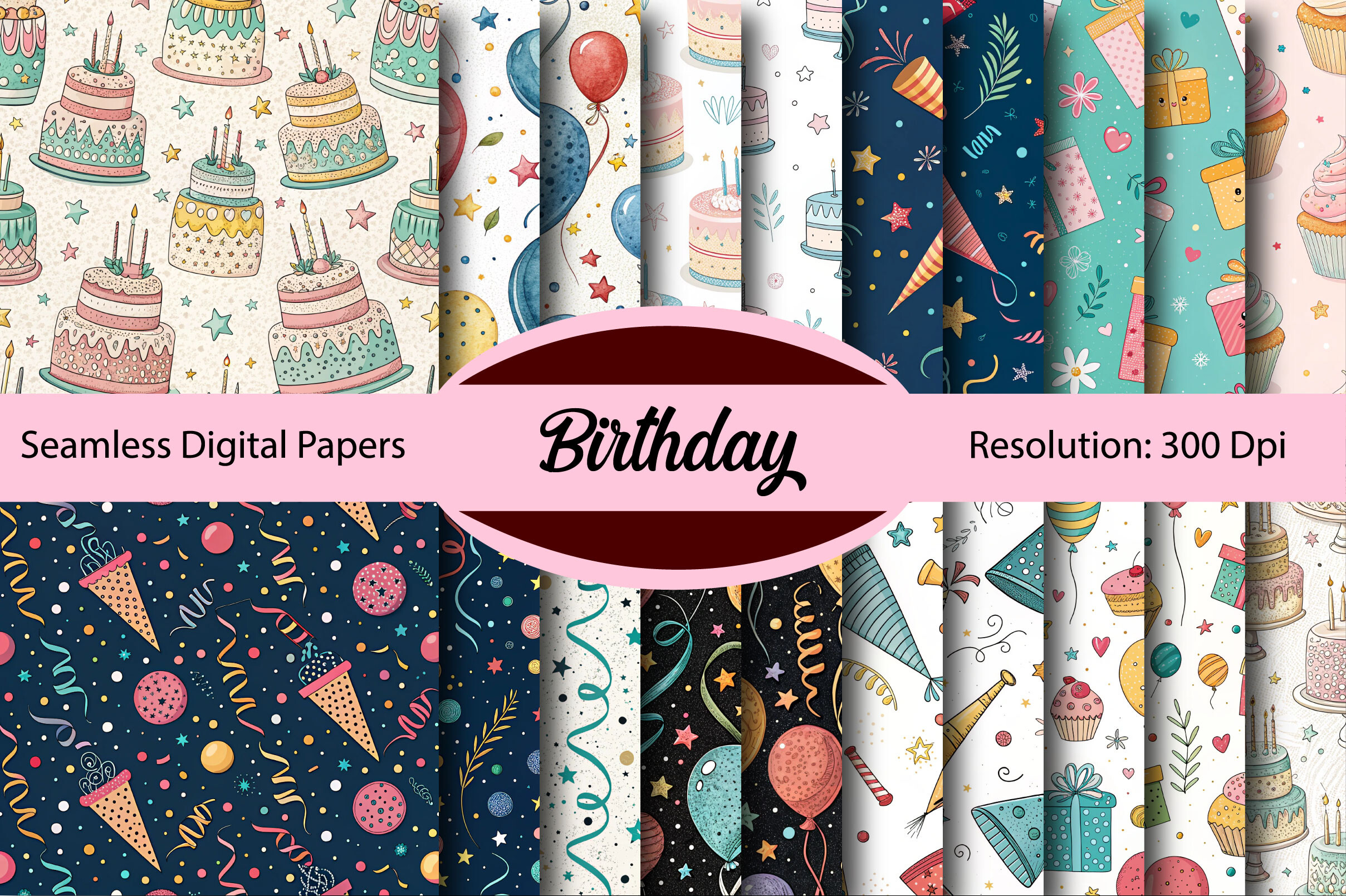 Birthday Seamless Digital Paper Graphic by Colourful · Creative Fabrica