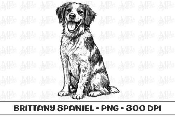 Brittany Spaniel Dog Sketch PNG Graphic by MoxiFikaDesignCo · Creative ...
