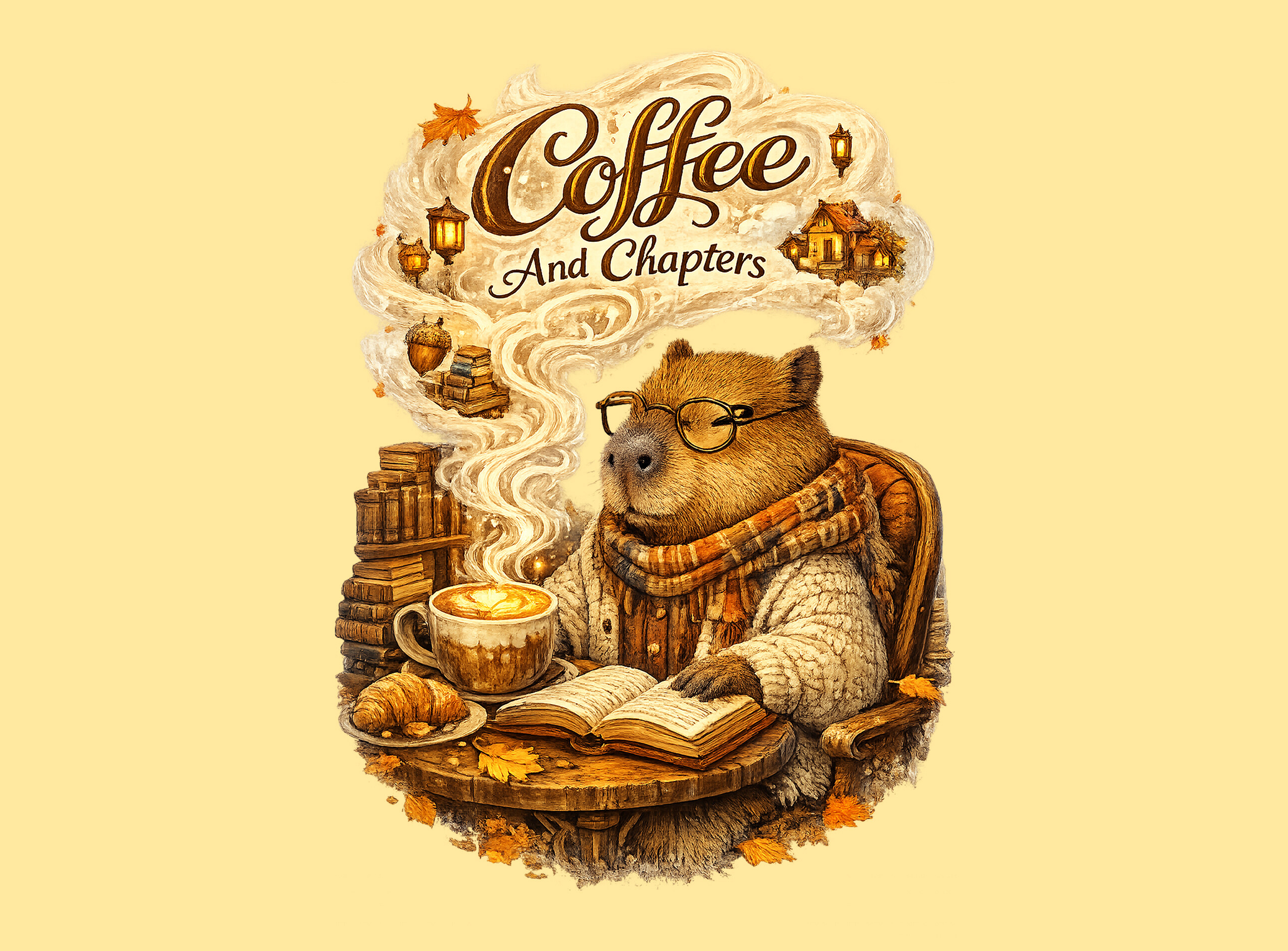 Coffee and Chapters Capybara PNG, Graphic by Graphics Hunt · Creative ...