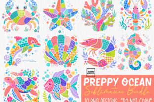 Colorful Preppy Ocean Animals PNG Bundle Graphic by AminePrintables ...