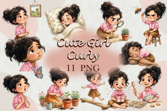 Cute Curly Girl PNG Graphic by LL Design · Creative Fabrica