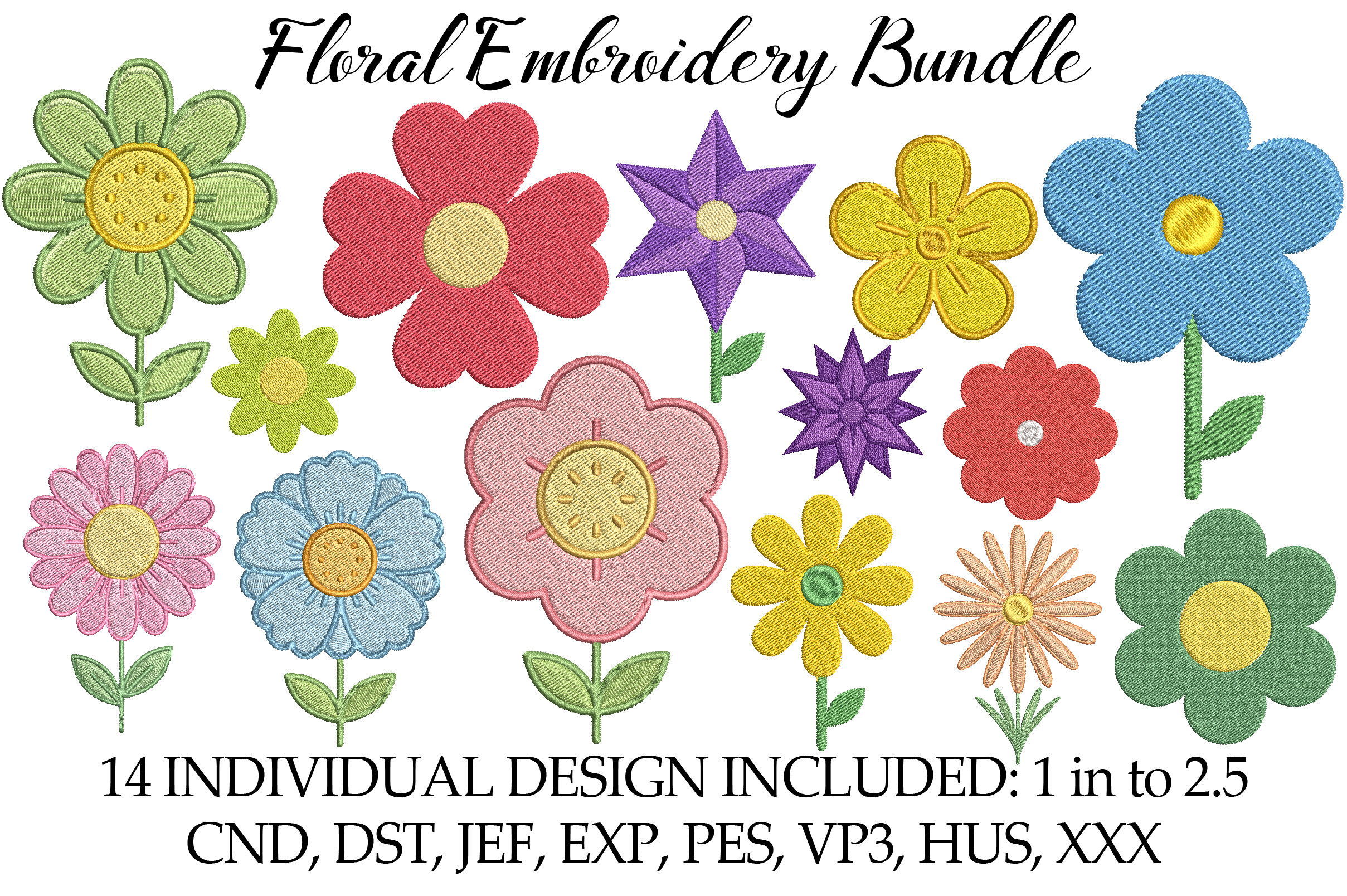 Floral Embroidery Bundle · Creative Fabrica