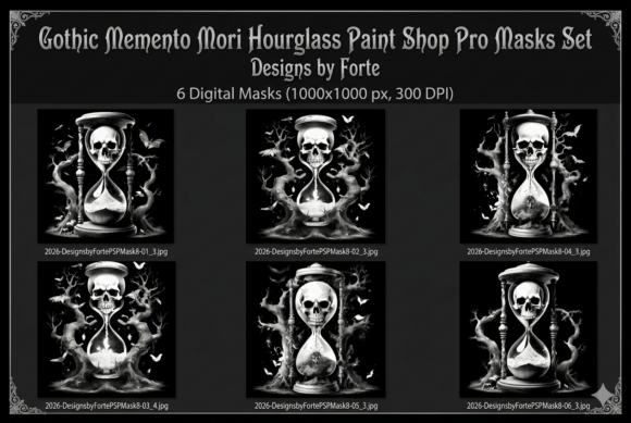 Gothic Memento Mori Hourglass PSP Mask Graphic by Heidi Vargas-Smith ...