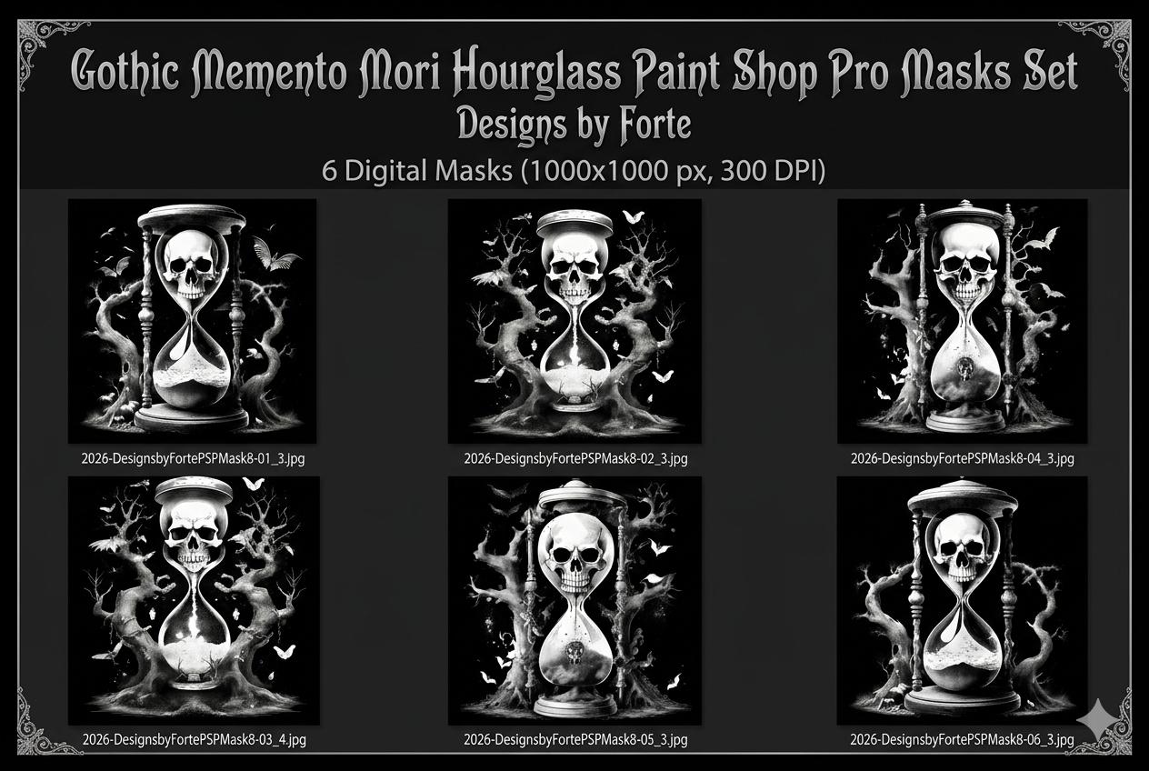 Gothic Memento Mori Hourglass PSP Mask Graphic by Heidi Vargas-Smith ...