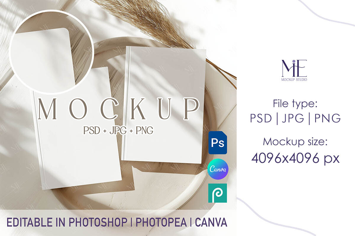 Hardcover Journal Mockup A5 Two Notebook Graphic by Mie Mockup Studio ...