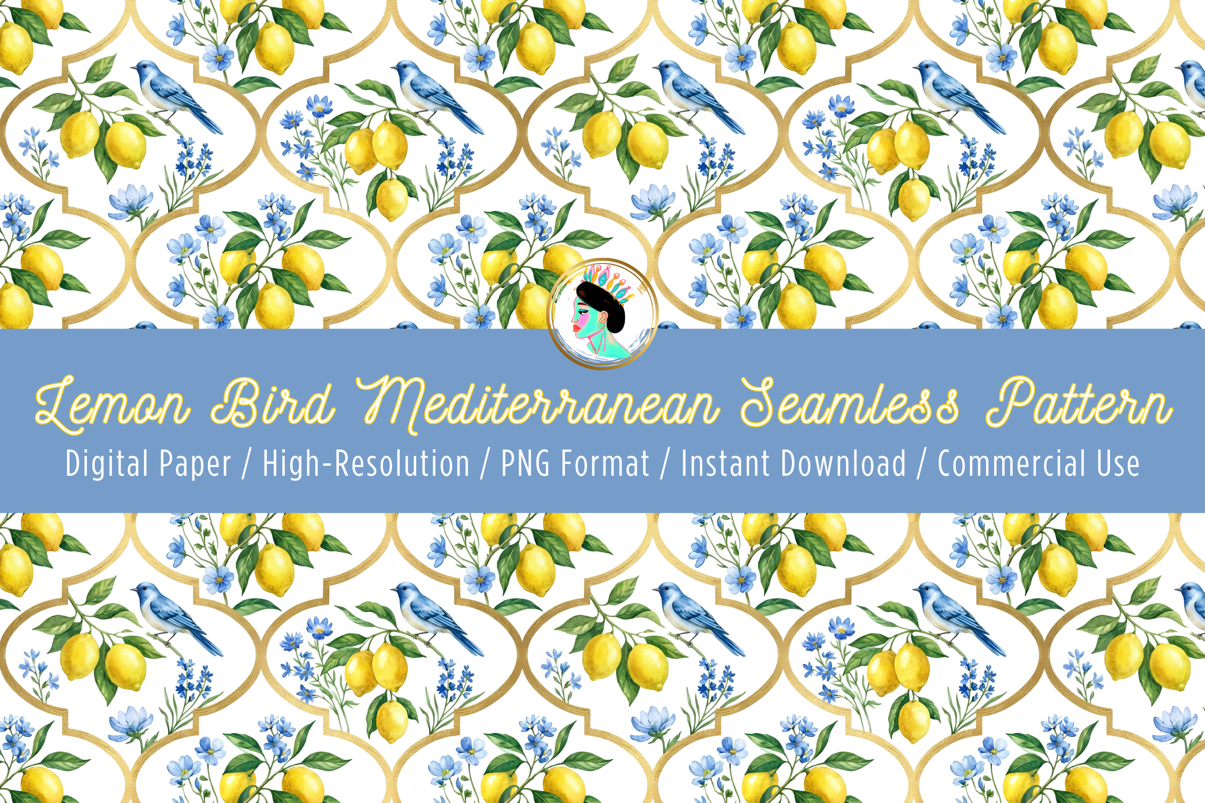 Lemon Bird Botanical Seamless Pattern Graphic by Marrie Pauza ...