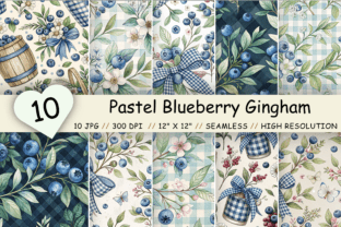 Pastel Blueberry Gingham Digital Paper Graphic by Florid Printables ...