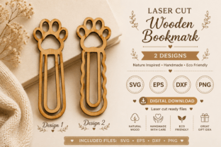 Paw Print Bookmark SVG,Laser Cut Files · Creative Fabrica