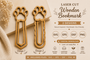 Paw Print Bookmark SVG,Laser Cut Files · Creative Fabrica