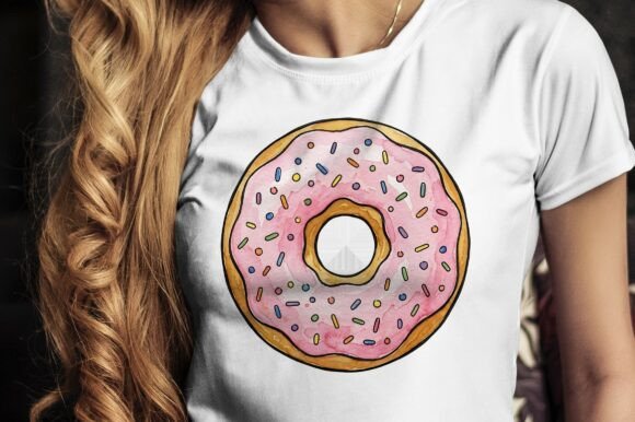 Pink Iced Donut with Colorful Sprinkles Graphic by designcrafts ...