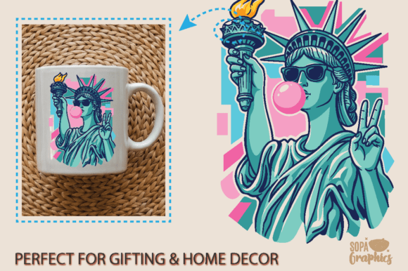 Preppy Statue of Liberty Blowing Bubble Graphic by SopaGraphics ...