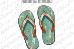 Retro Beach Flip Flops Clipart PNG Graphic by ArtbyCrystalJennings ...