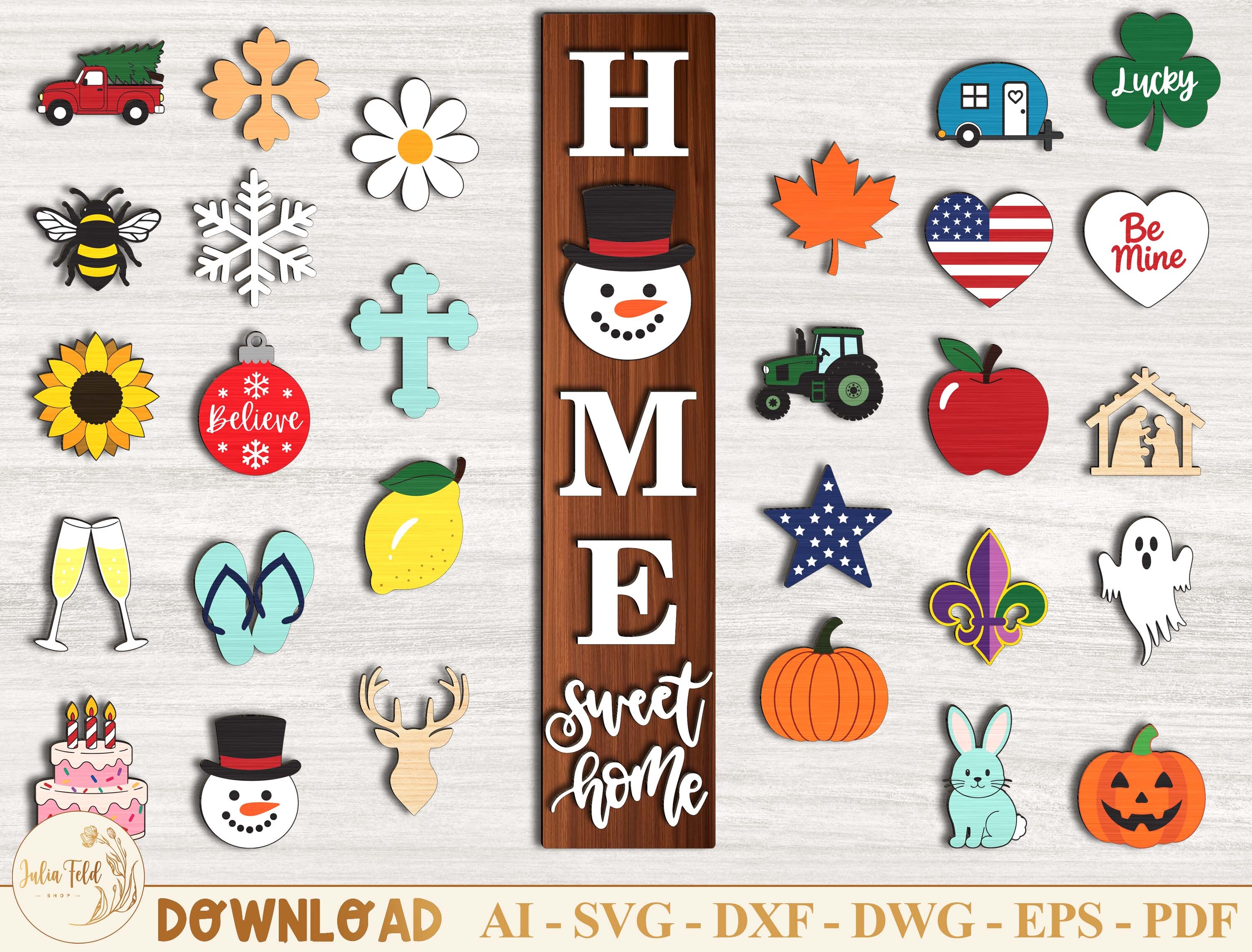 Seasonal Interchangeable Welcome Sign · Creative Fabrica