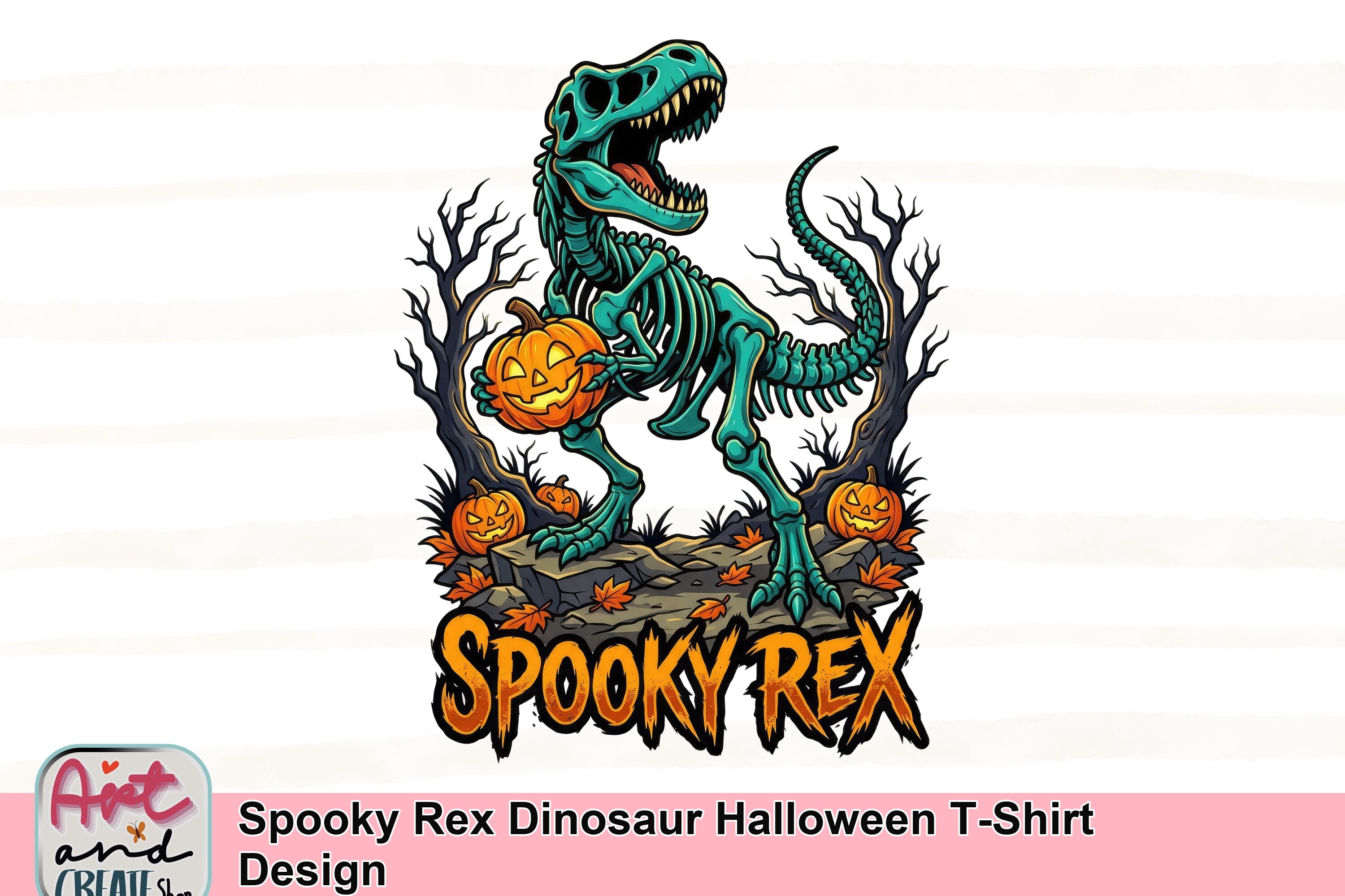 Spooky Rex Dinosaur Halloween T-Shirt Design Graphic by art and create ...