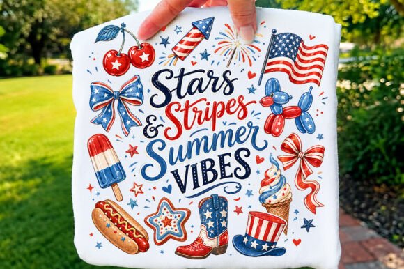 Stars Stripes Summer Vides T-shirt Png Graphic by Tees Town · Creative ...