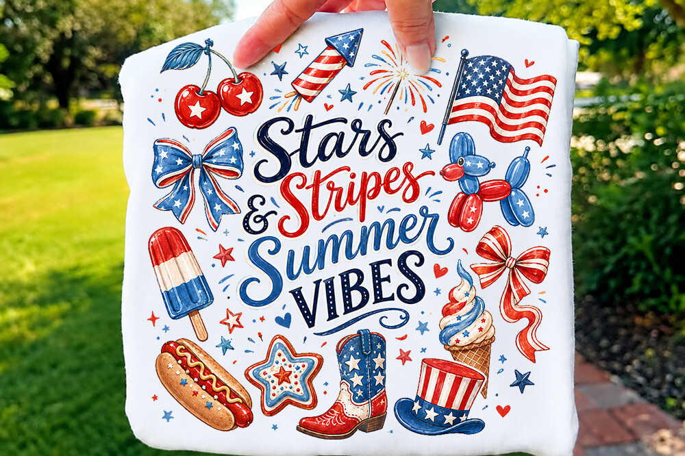 Stars Stripes Summer Vides T-shirt Png Graphic by Tees Town · Creative ...
