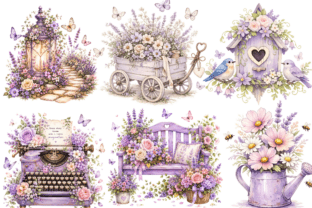 Whimsical Lavender Cottagecore Clipart Graphic by Craftcity · Creative ...