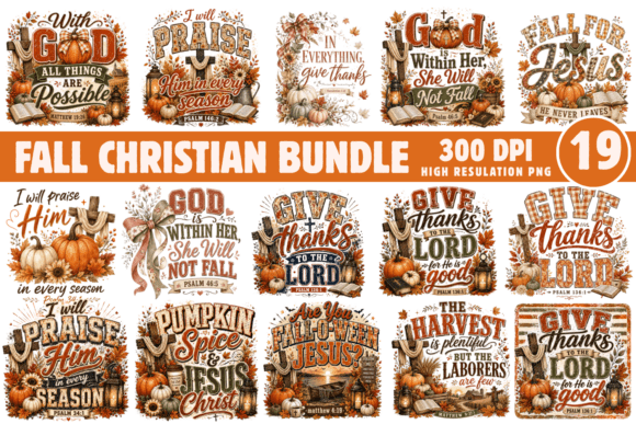 Autumn Fall Christian PNG Bundle Graphic by Craft Palette · Creative ...