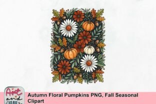Autumn Floral Pumpkins PNG, Fall Seasonal Clipart Graphic by art and ...