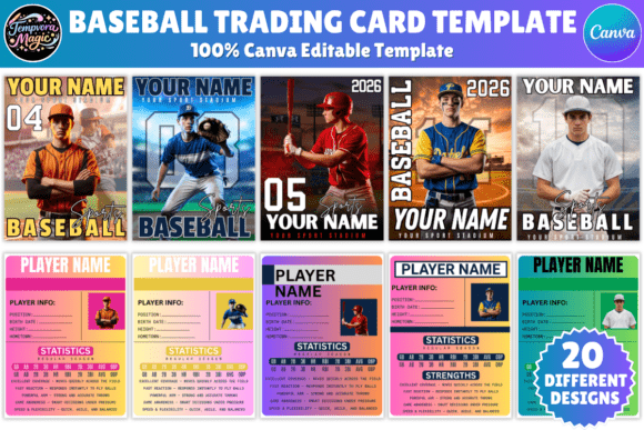 Baseball Trading Card Canva Template Graphic by Tempvora Magic ...