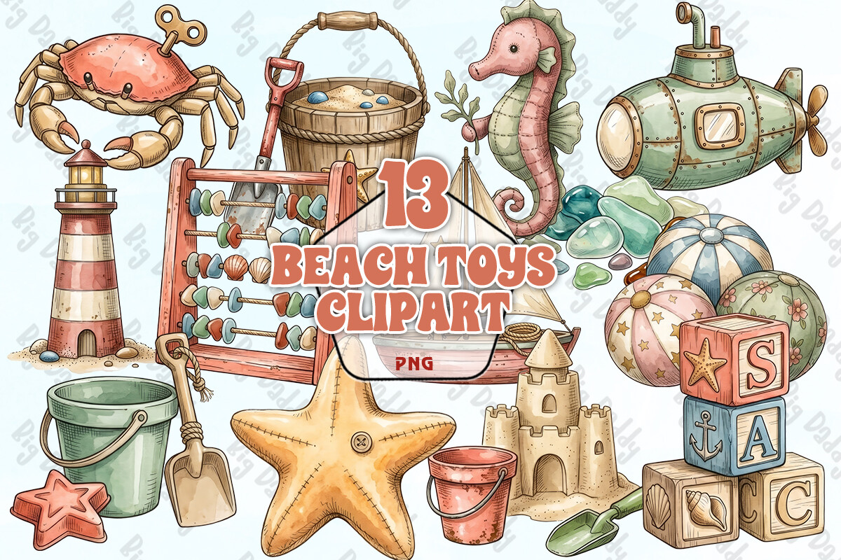 Beach Toys Clipart PNG Graphic by Big Daddy · Creative Fabrica