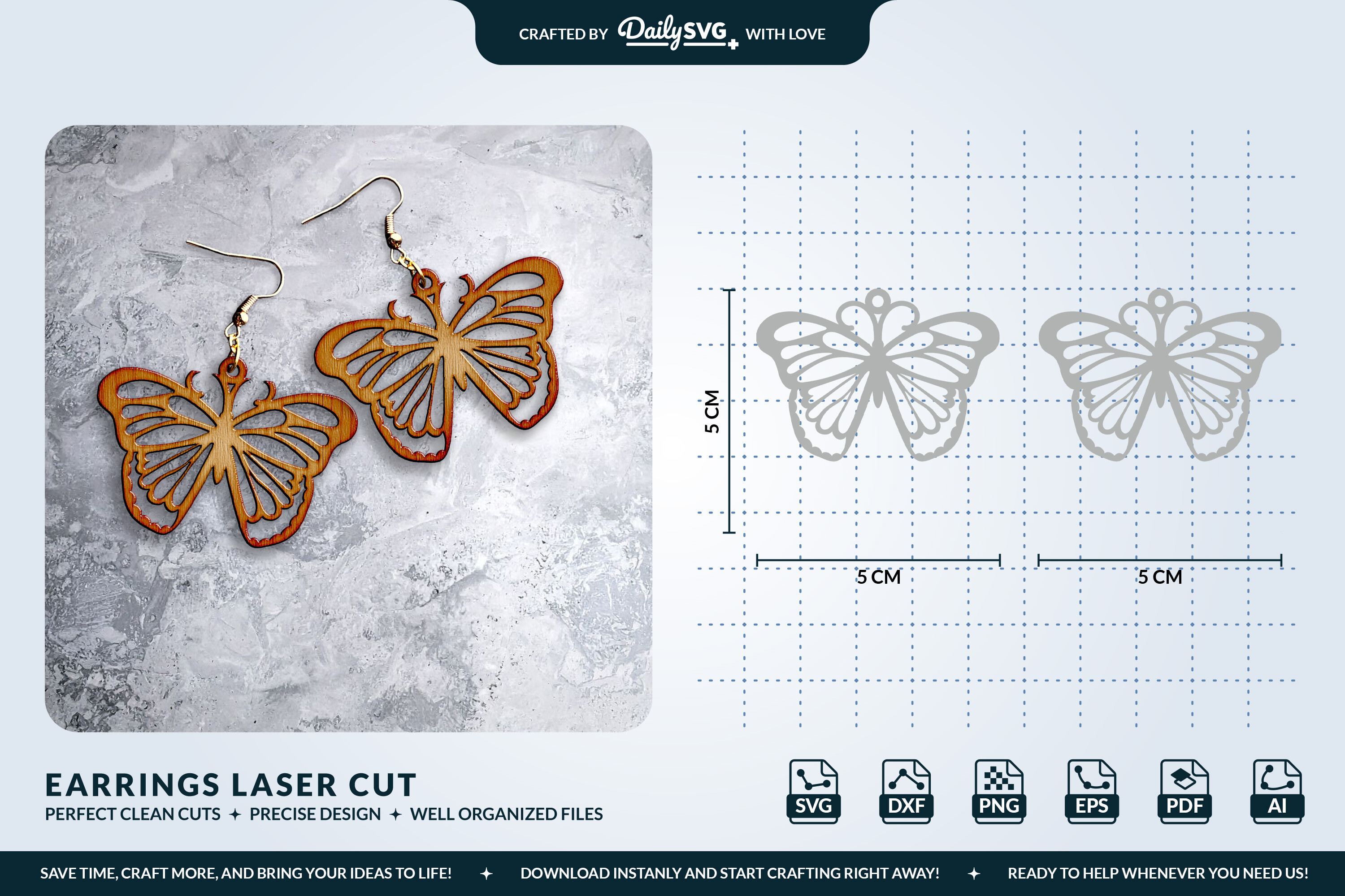 Butterfly Wing Earrings SVG · Creative Fabrica
