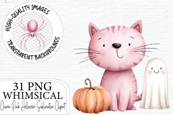 Charm Pink Halloween Clipart Graphic by Artoya · Creative Fabrica